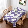 Abstract Purple White Checker Table Cloth 60x84in, Waterproof Rectangle ...