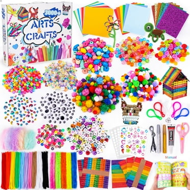 Arts and Crafts Vault - 1000+ Piece Craft Kit for Kids 4-12 Years Old ...