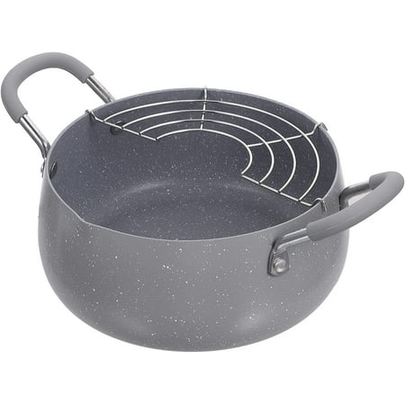 Deep Frying Pan with Oil Drip Drainer Rack Japanese Style Tempura Deep ...