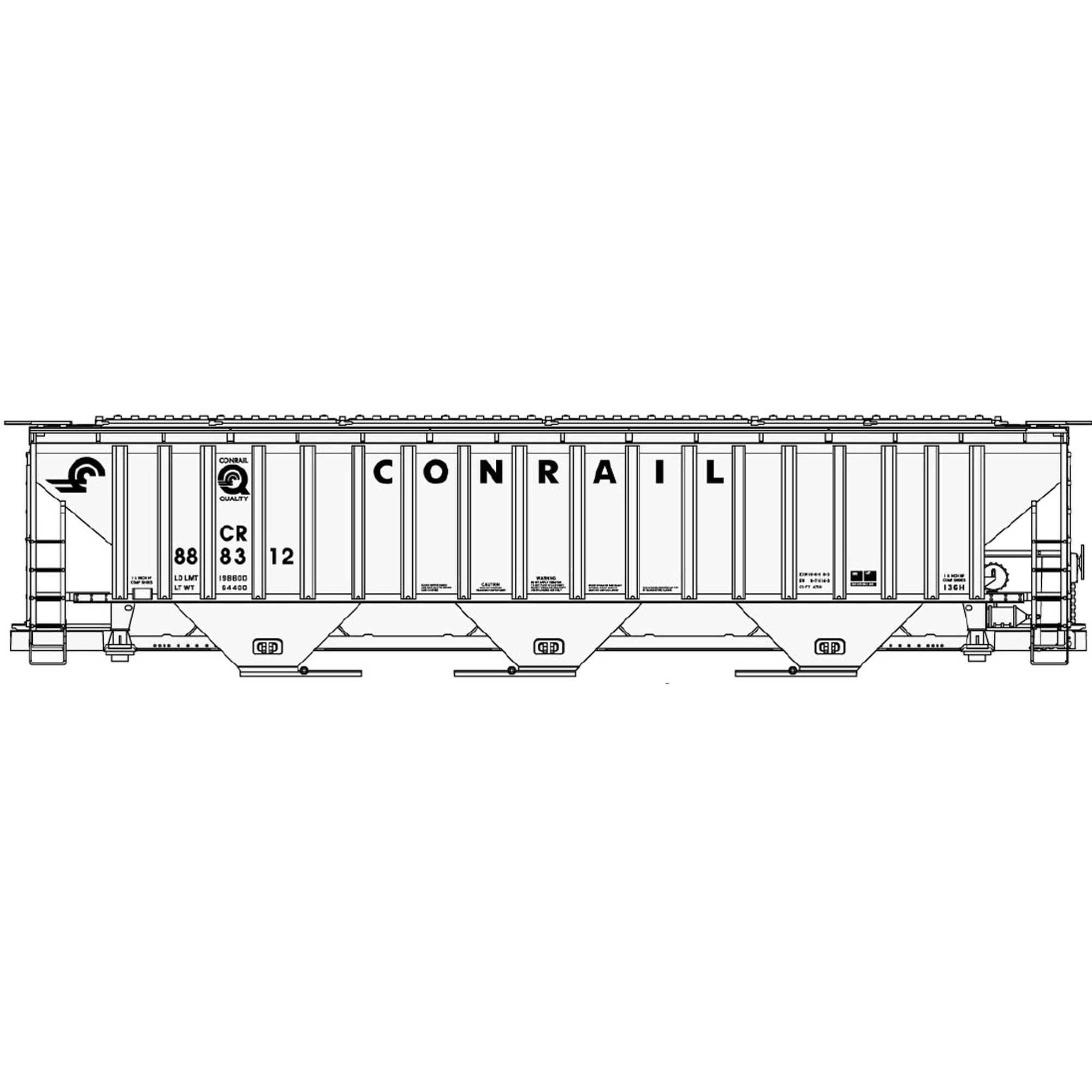 Accurail Pullman Standard Covered Hopper HO #888312 ACU6543 HO Rolling ...