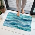 Abstract Ocean Waves Door Mat 18x30 Inch Teal Green Marble Texture ...