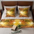 Bed Runner for Cal King Size Bed, Orange Autumn Leaves 3 Pcs Bedding ...