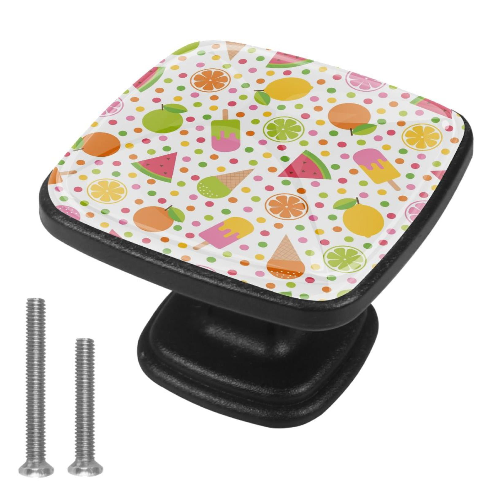 4 Pcs Cabinet Handle Drawer Pulls Colorful Fruit Knobs with Screws ...