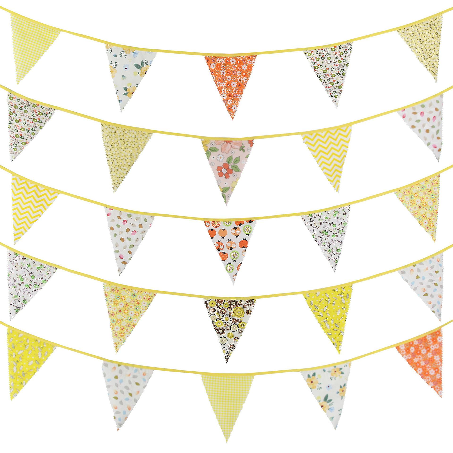 Banderines de tela de 40 pies con diseño floral amarillo vintage ...