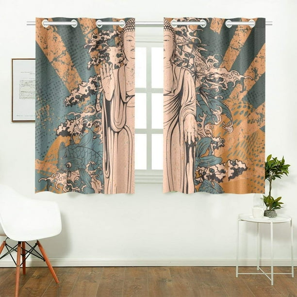 RYLABLUE Buddah Buddhism Buddhist Zen Art Window Treatment Panel ...