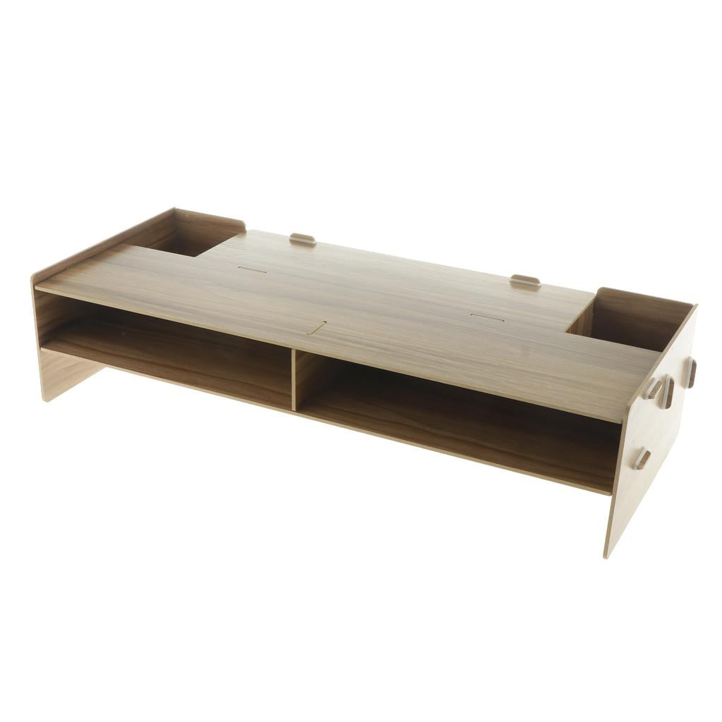 Wooden Monitor Riser - Stand Holder with Storage Slots and Compartments ...