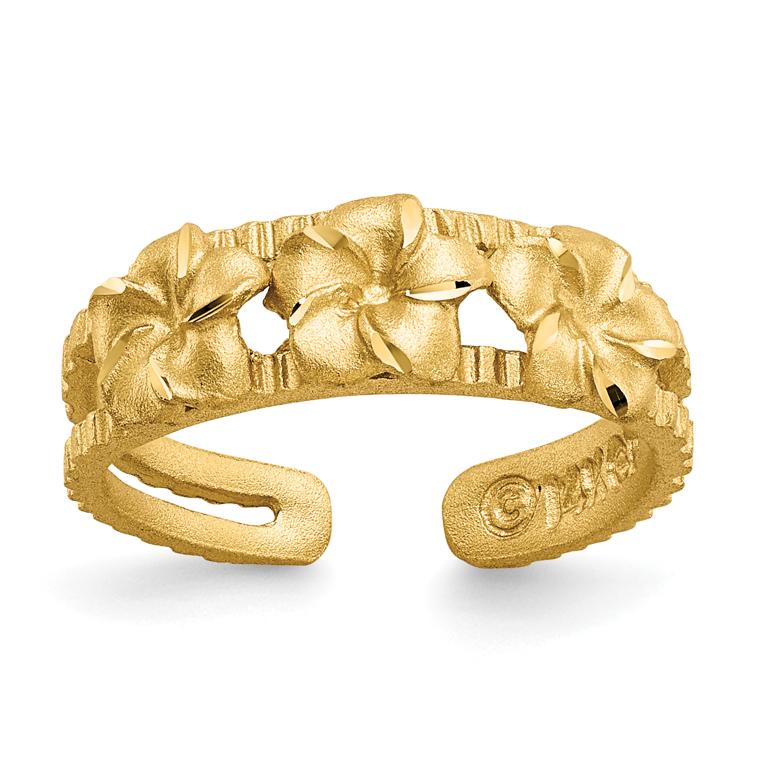 Primal Gold 14 Karat Yellow Gold Plumeria Toe Ring - Walmart.com