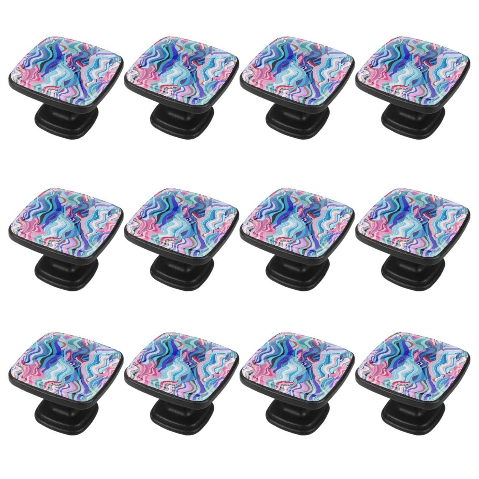 12 Pcs Cabinet Handle Drawer Pulls Geometry Knobs with Screws Square ...