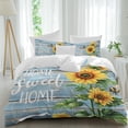 4 Piece Duvet Cover Set Queen, Summer Sunflower Green Leaves Soft ...