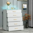 SamyoHome Drawer Dresser with Glass Top, Drawer Chest with LED Light ...