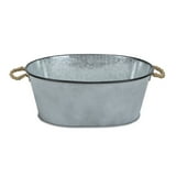 Cheungs Large Oval Galvanized Metal Bucket With Rope Handle And Black ...