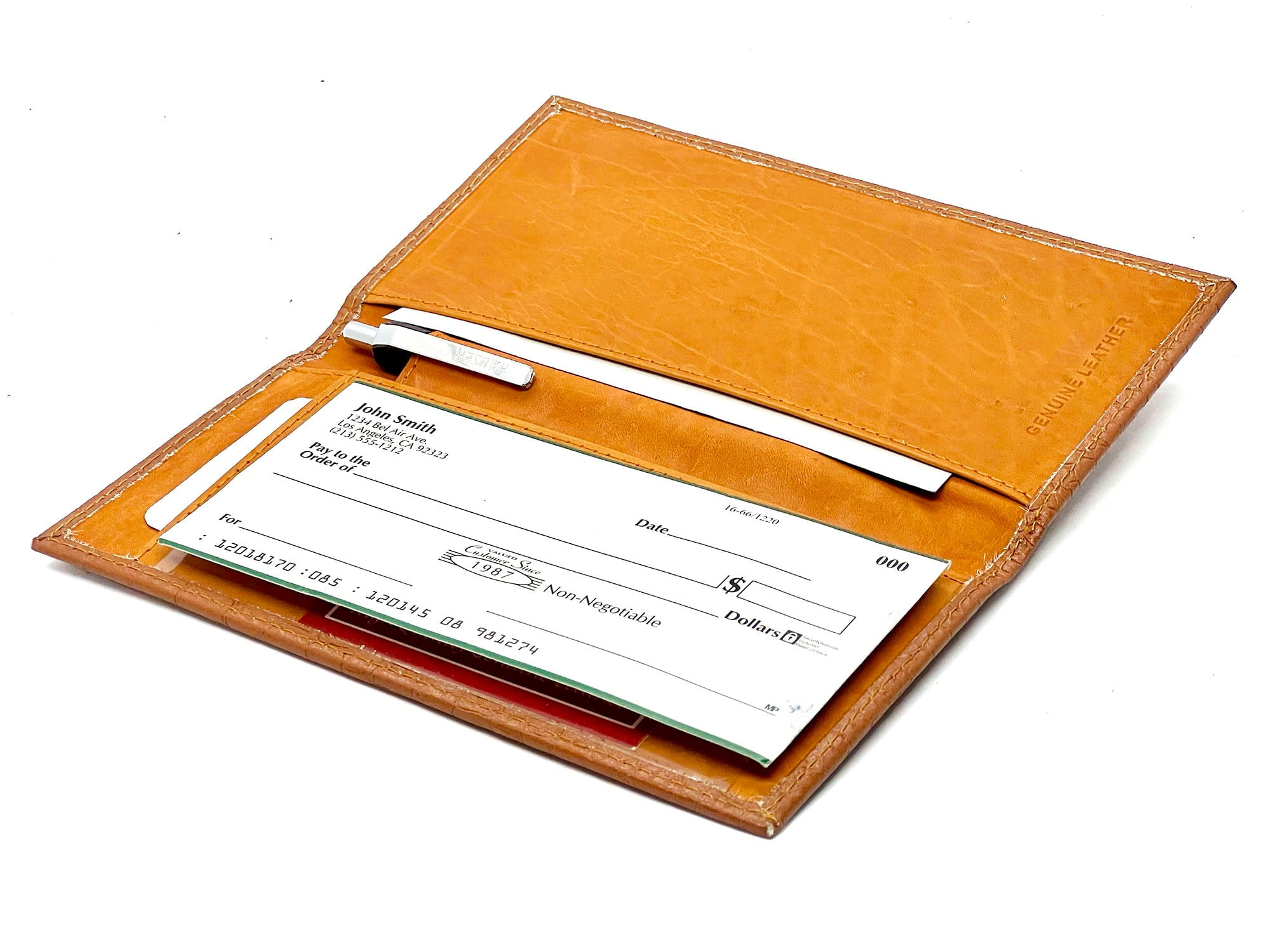 RFID Blocking Genuine Leather Plain Checkbook Cover Holder Thin ID Card ...