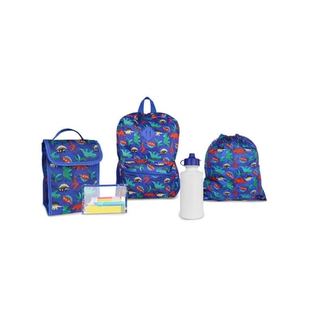 iPack Kids Dino 5 Piece Backpack Set with Lunch Bag, Waterbottle, Cinch ...
