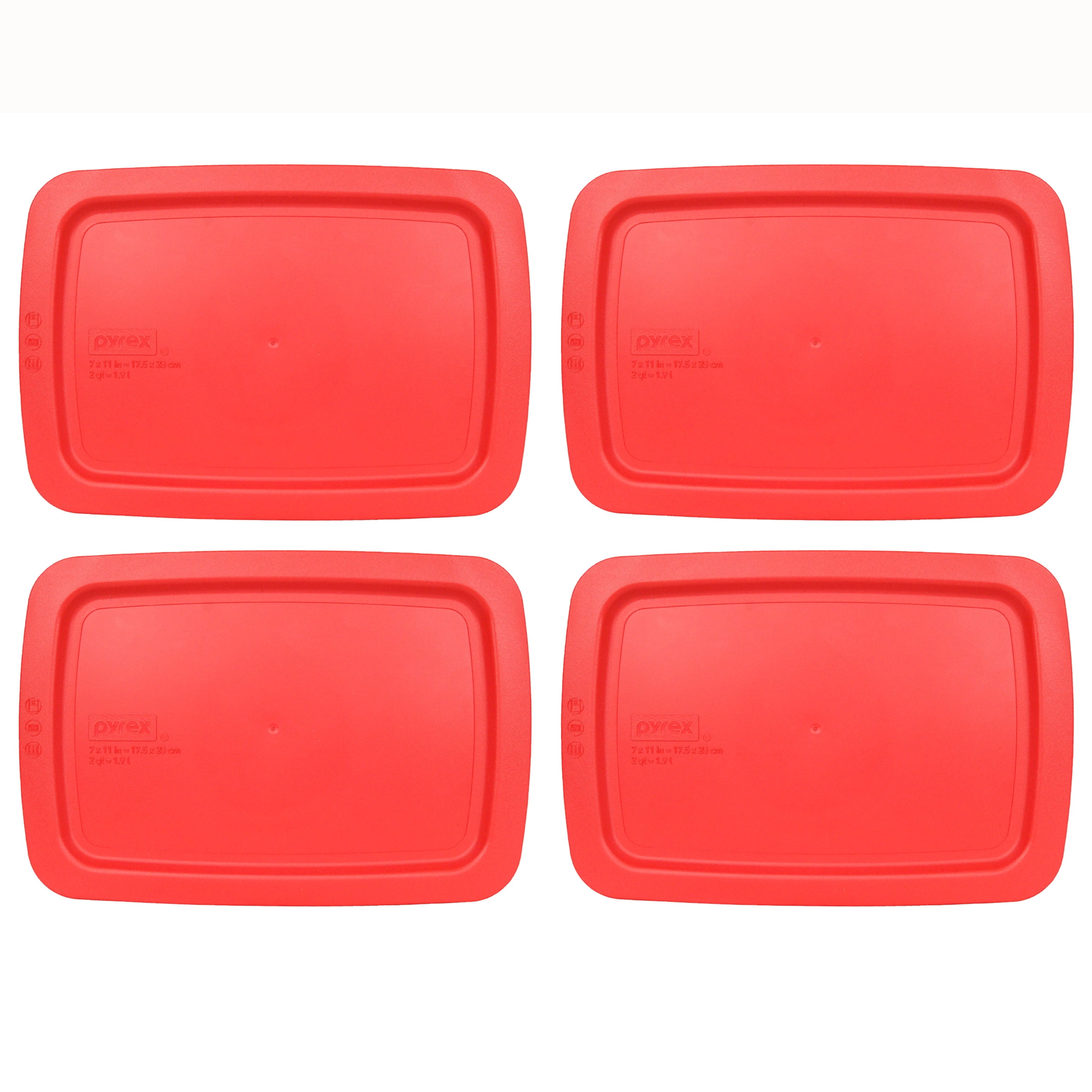 Pyrex C-232-PC Red Rectangle Plastic Storage Replacement Lid Cover (4 ...