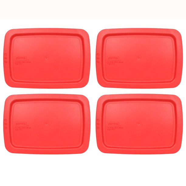 Pyrex C-232-PC Red Rectangle Plastic Storage Replacement Lid Cover (4 ...