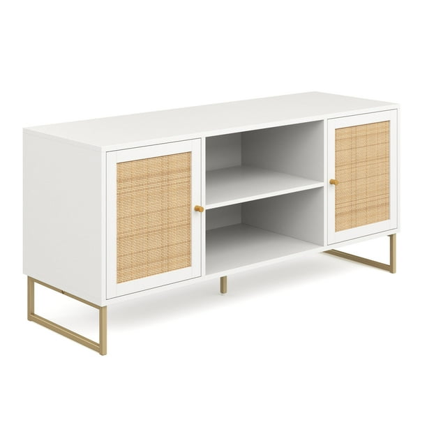 Nathan James Mina TV Stand with Doors for TVs up to 55", White/Gold ...