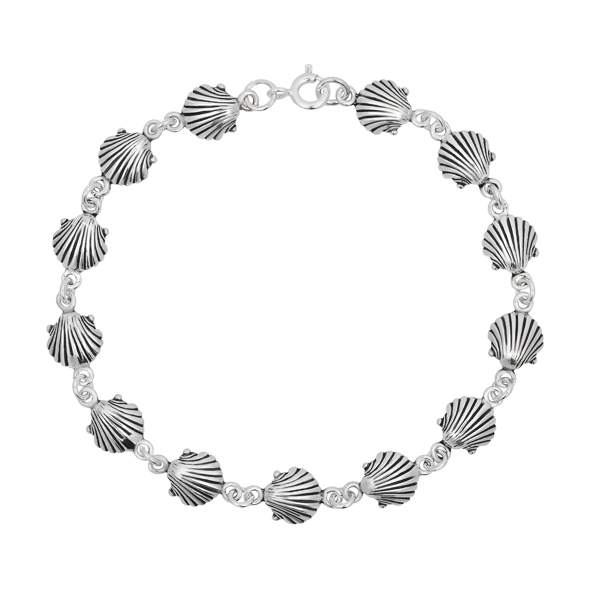 Delicate Sea Shell .925 Sterling Silver Link Bracelet - Walmart.com