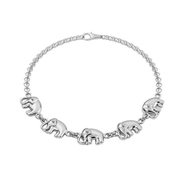 Shop LC Women Sterling Silver Elephant Link Bracelet Charms 7.25 ...