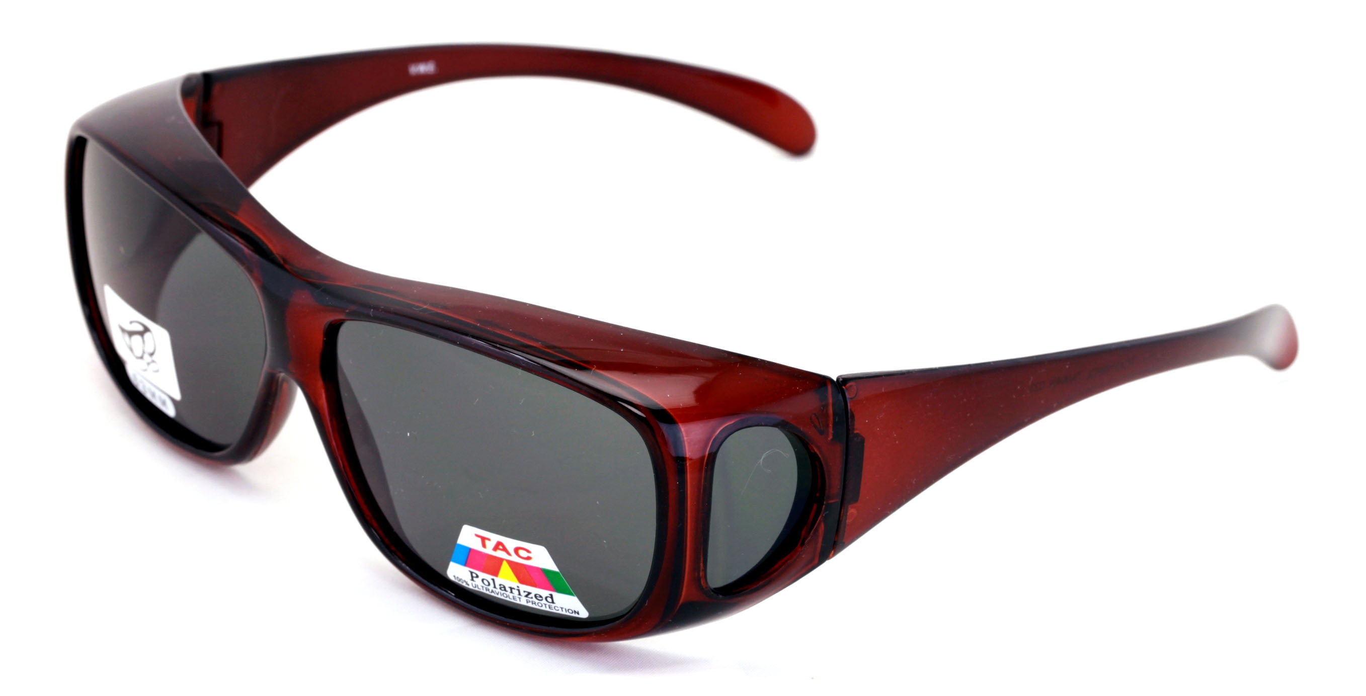 Polarized Fit Over Glasses Sunglasses Rectangular Frame 63MM Brown with ...