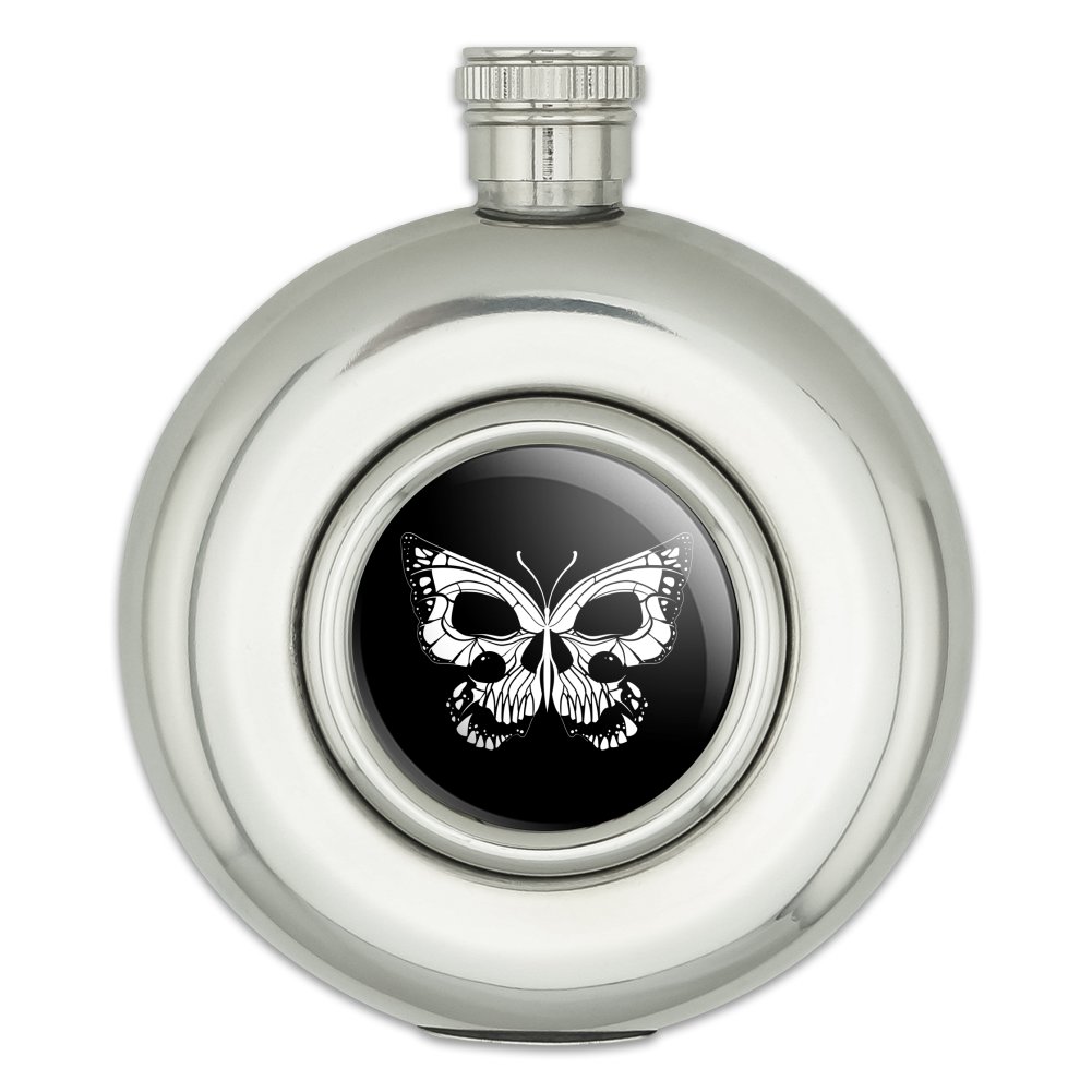 Butterfly Skull Insect Round Stainless Steel 5oz Hip Drink Flask ...