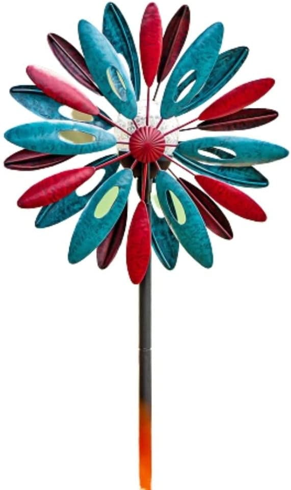 SteadyDoggie, Solar Kinetic Wind Spinner 75in Multi-Color, LED Solar ...