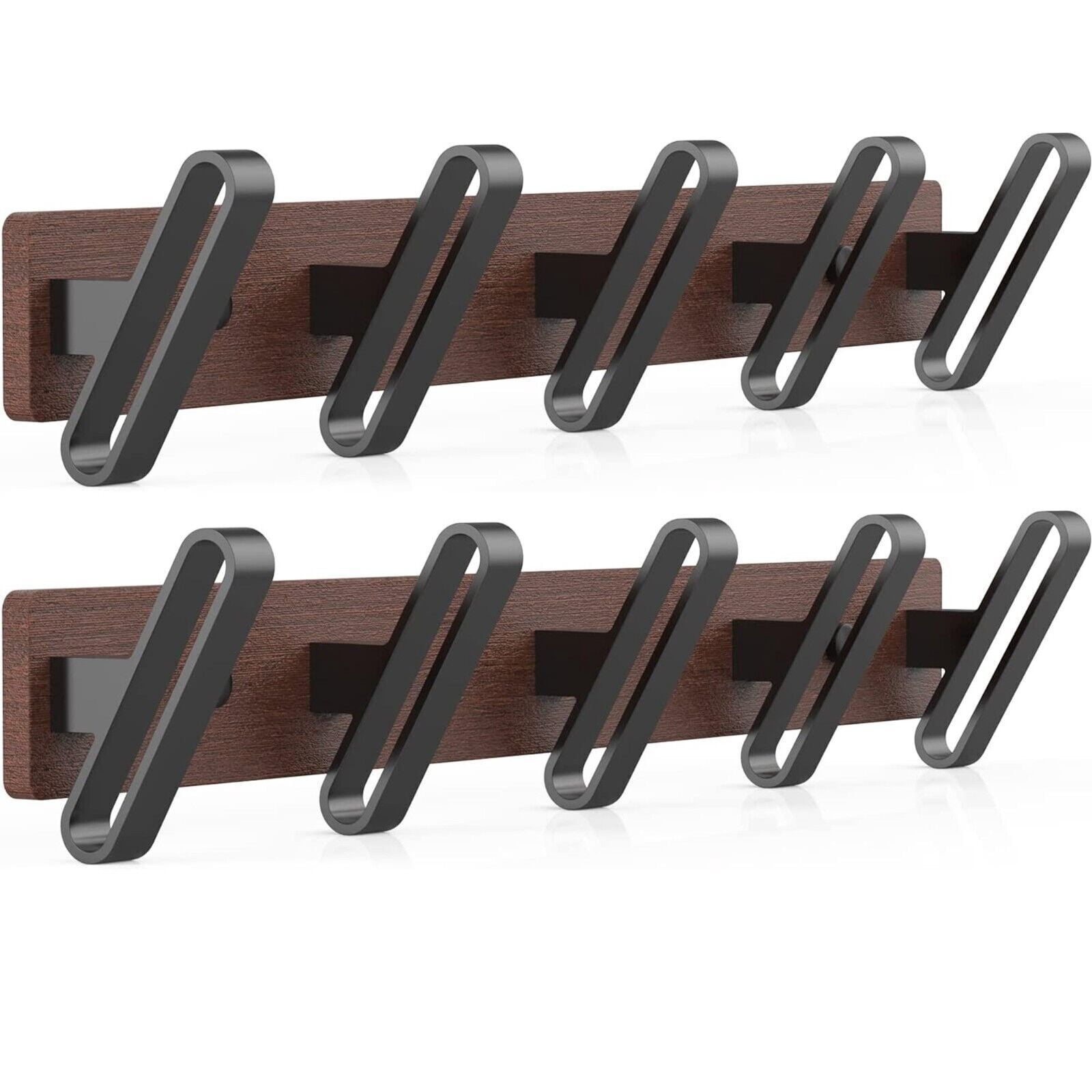 2 PACK Coat Hooks Wall Mounted, Wood Wall Hooks Rack for Hanging Coat ...
