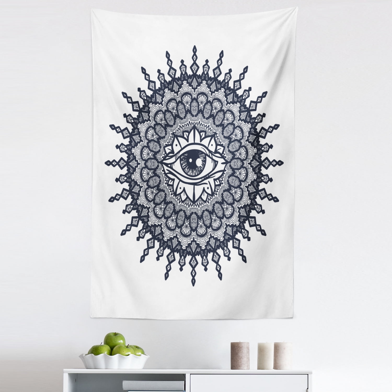 Occult Tapestry, Traditional Abstract Round Mandala Motif Eye in Middle ...