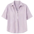 2026 Summer Striped Short Sleeve Button Down Collar Casual Fashion ...