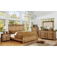Furniture of America Bellagrand Antique Tobacco Oak Solid Wood Queen Bedroom Set 5pcs with Bed ...