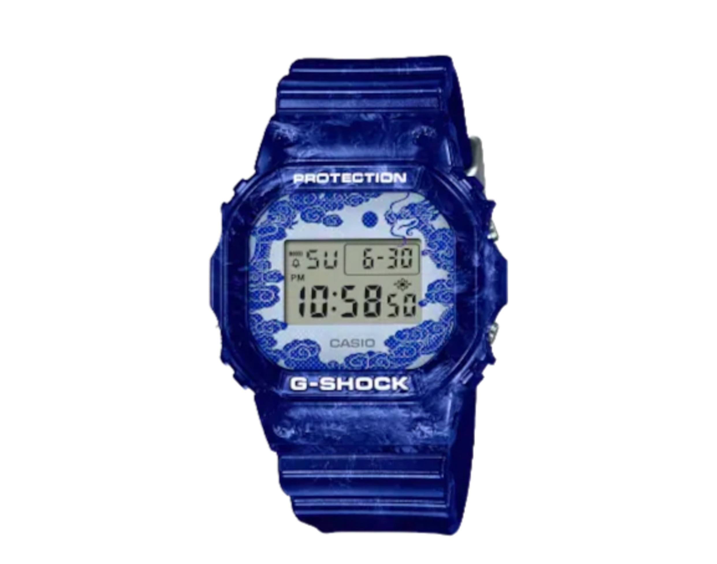Casio G-Shock Blue/White Chinese Porcelain Digital Resin Watch ...