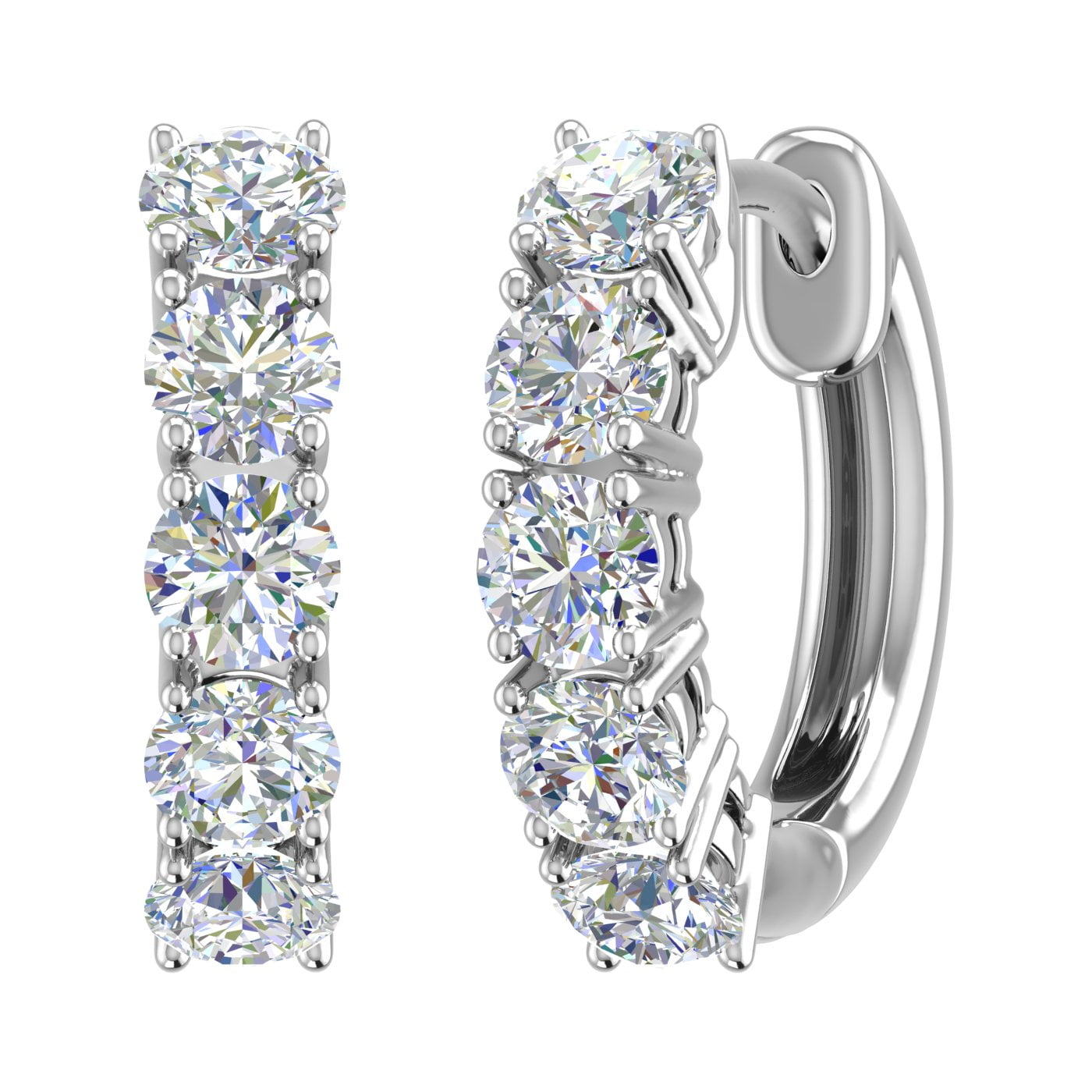 1 Carat Natural Diamond Hoop Earrings in 10K White Gold - Walmart.com