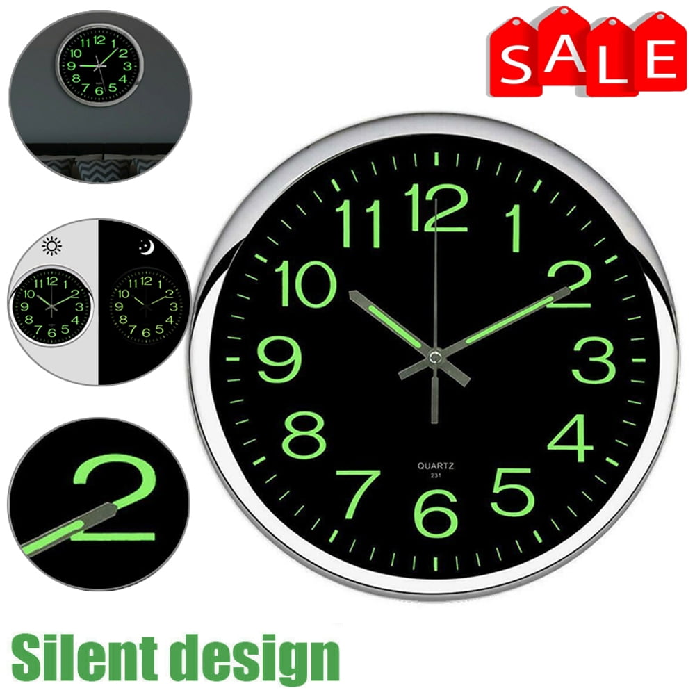 PVUEL 12" Large Luminous Wall Clocks for Living Room Office Modern ...