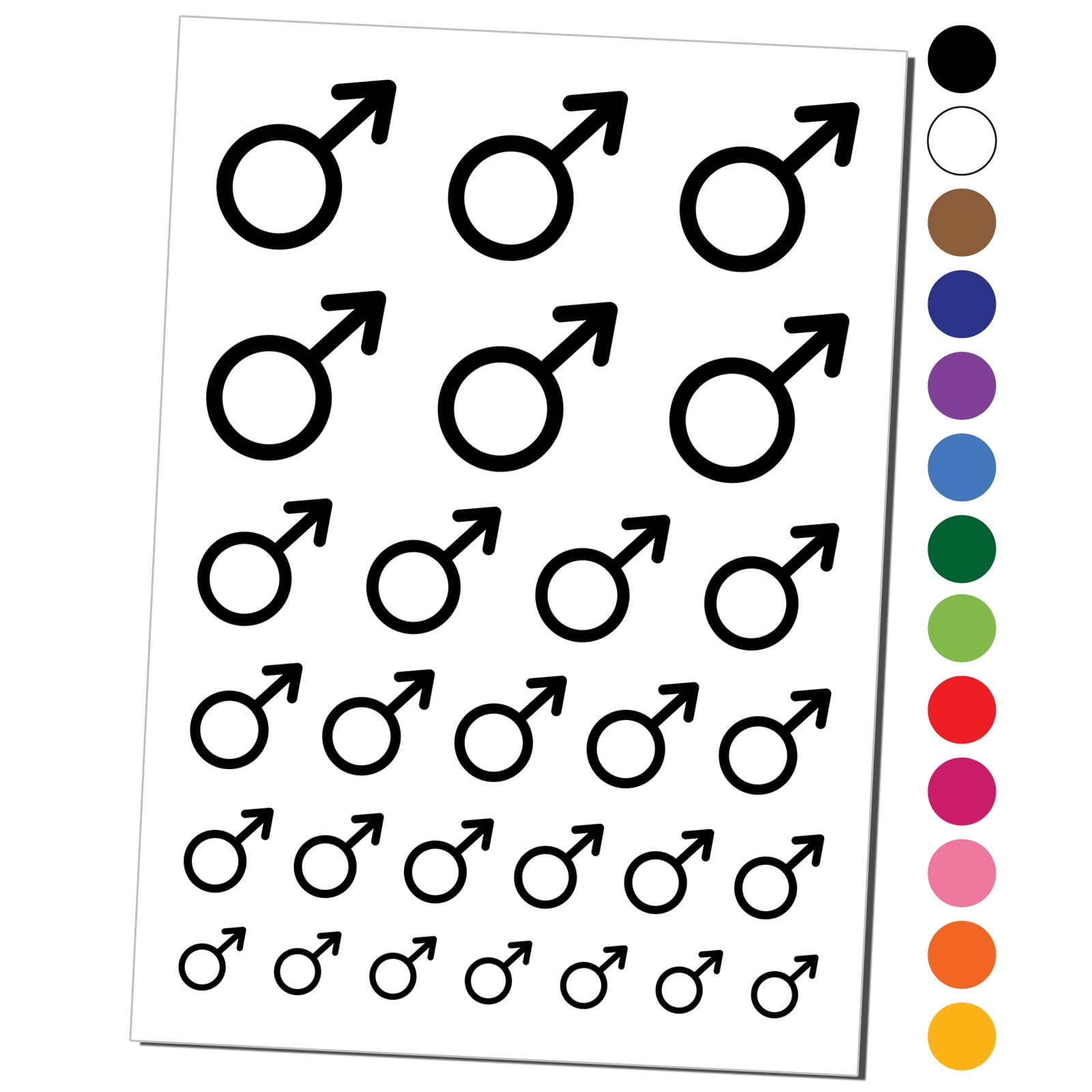 Mars Man Male Gender Symbol Water Resistant Temporary Tattoo Set Fake ...