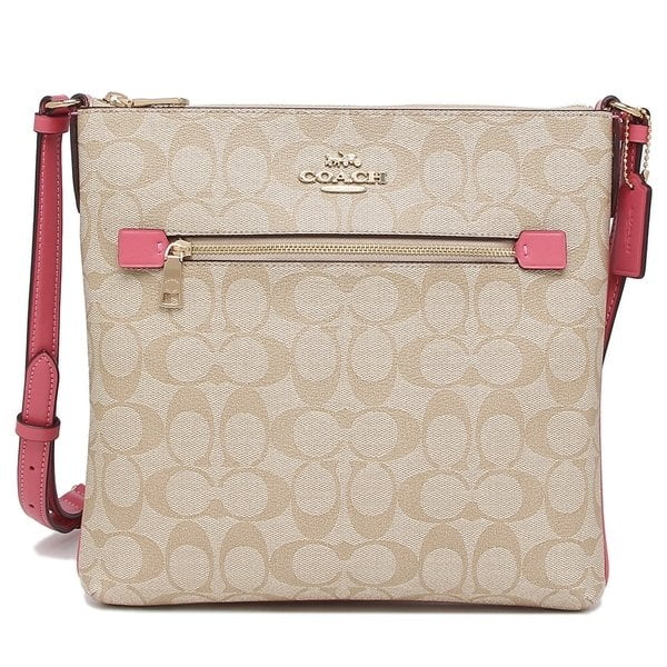 COACH Rowan File Bag in Signature Canvas in Light Khaki/Confetti Pink ...