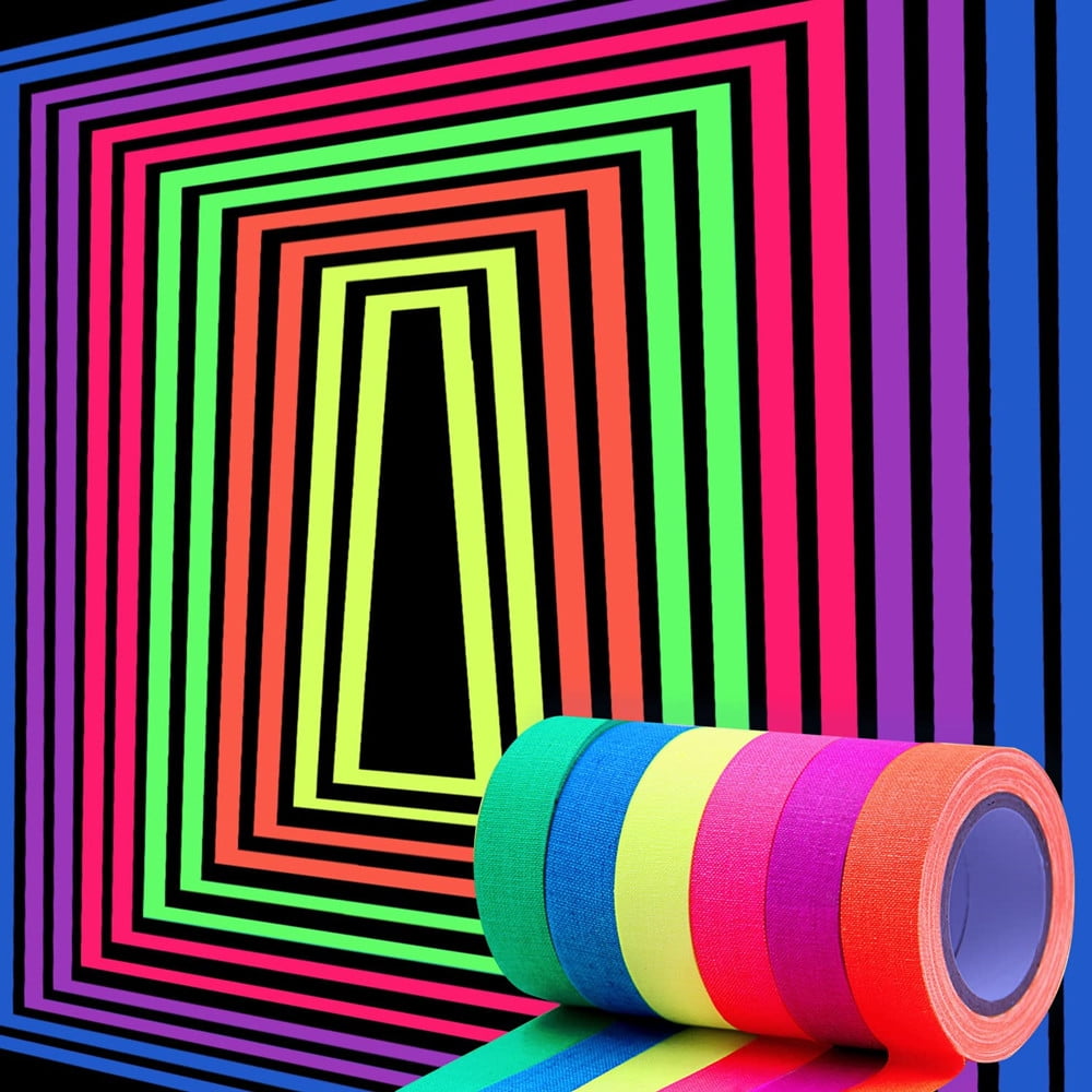 Adhesive Black Light Tape Sets, 6 Colors Neon Gaffer Cloth Tape ...