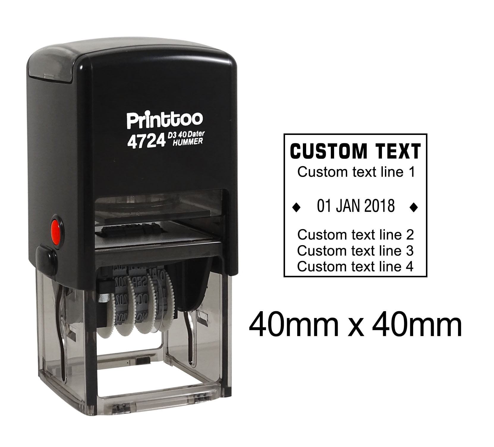 Printtoo Office Stationery Document Dater Stamp Self Inking With Custom ...
