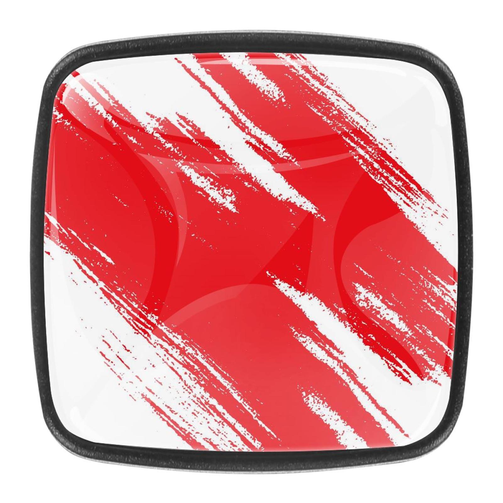 Ownta Red Square Glass Drawer Handles Knobs Pulls With Screws for ...