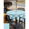 Cyan Plaid Square Outdoor Tablecloth with Umbrella Hole Modern ...