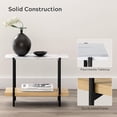 2 Tier End Table with Metal Frame, Rectangular Side Table Faux Marble ...
