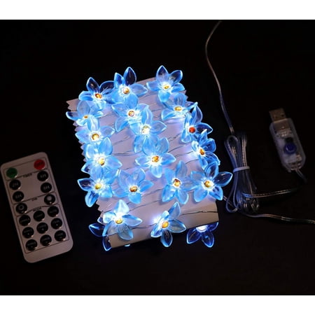 Flower String Lights, 19 Ft 40 LED Weatherproof USB Operated Flower ...