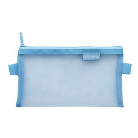 Clear Student Exam Bag Mesh Pen Net Pouch School Zipper Pencil Case ...