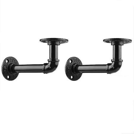 Industrial Pipe Shelf Brackets For 8 10 12 Inch Shelves, Black Metal L ...