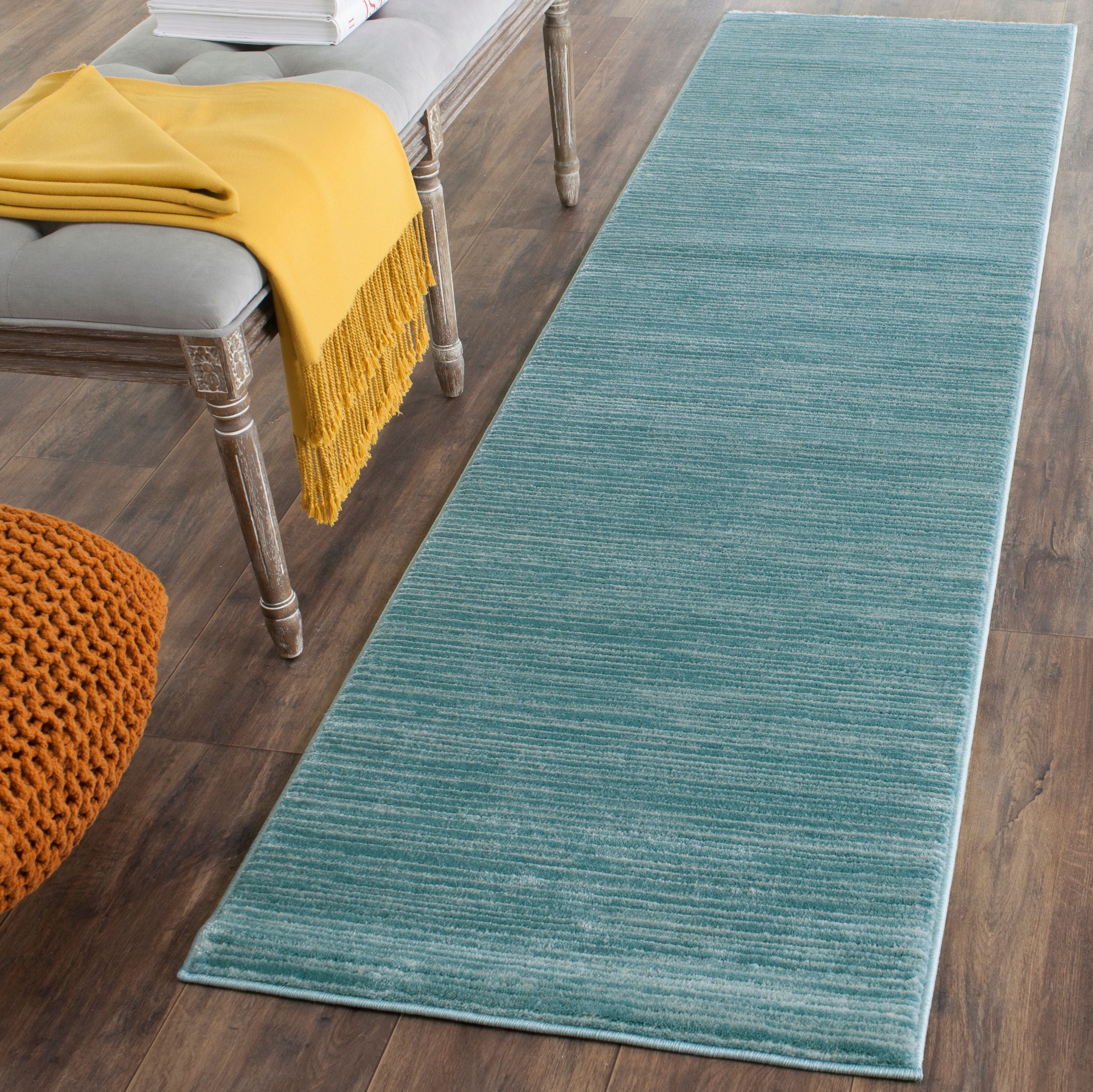 SAFAVIEH Vision Adrasteia Overdyed Solid Runner Rug, Aqua, 2'2" x 20 ...