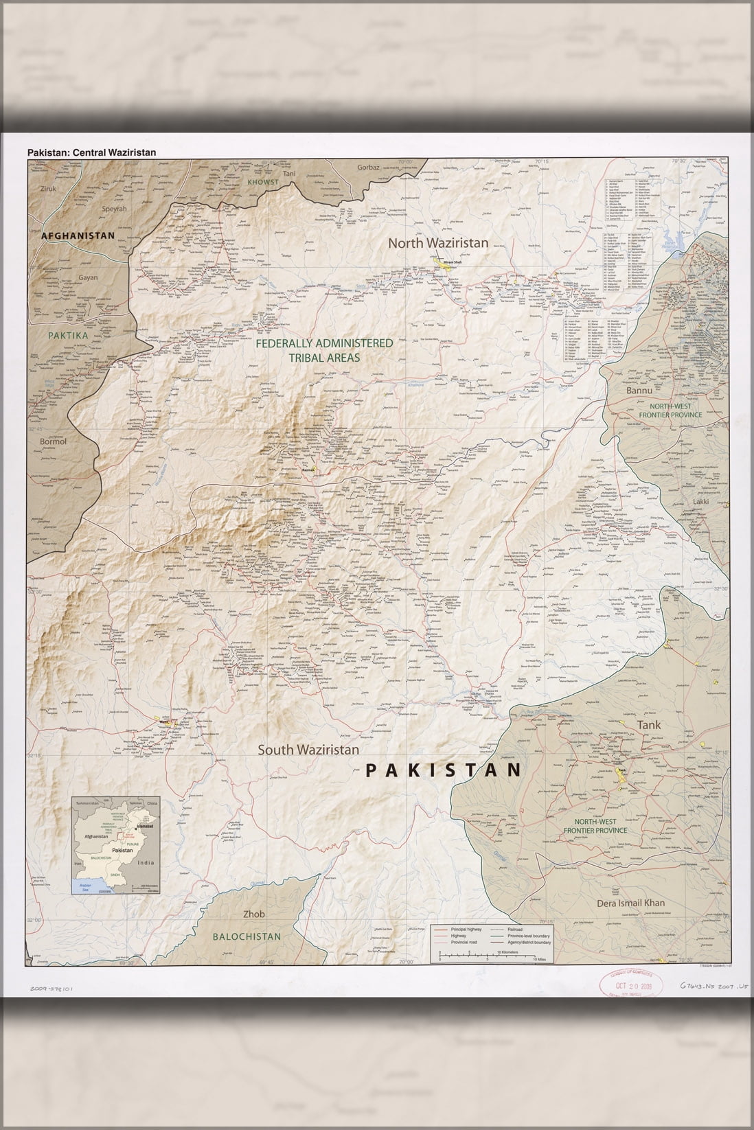 24"x36" Gallery Poster, cia map of Pakistan, Central Waziristan 2007 ...