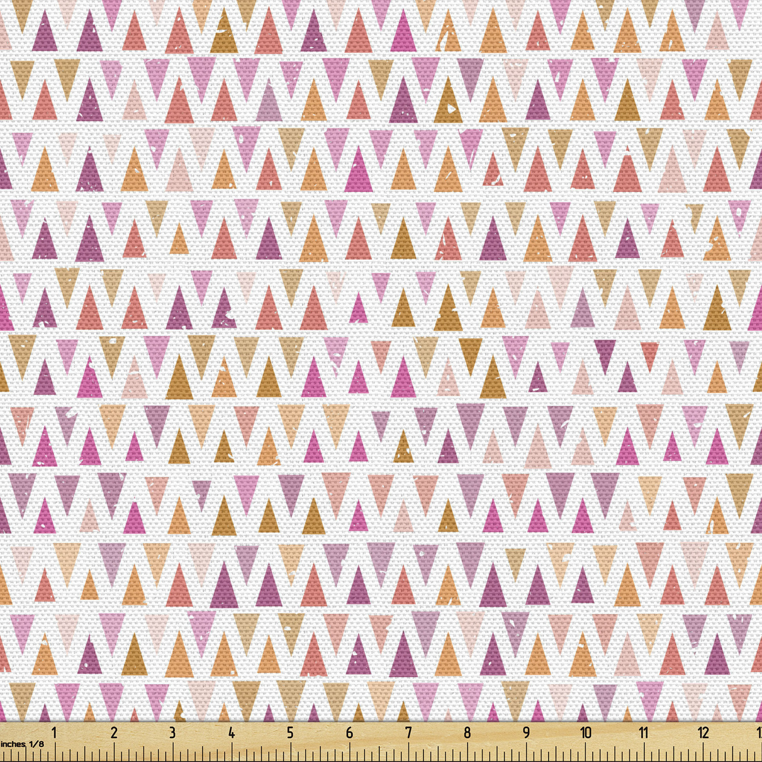 Geometric Fabric by the Yard, Grunge Triangle Pattern with Colorful ...
