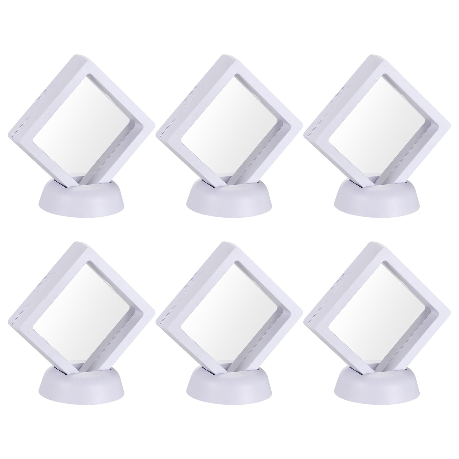 Uxcell 7cm x 7cm x 2cm Floating Thin Film Display Box with Base White ...