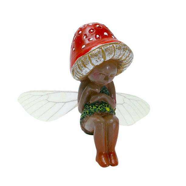 Fairy Statue Hand-painted Resin Miniature Sleeping Mushroom Elf ...