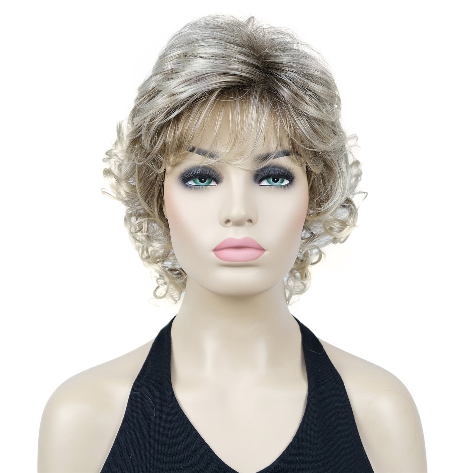 Short Curly Wigs Soft Shaggy Layered Classic Cap Full Synthetic Wigs ...