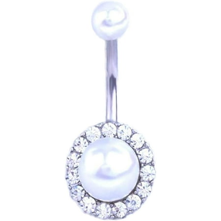 Hypoallergenic Belly Button Rings Navel Rings, Fashion Faux Pearl Charm ...