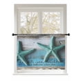 Bllue Starfish Sheer Curtains 45 Inch Long 1 Panel Text Vintage Wood ...